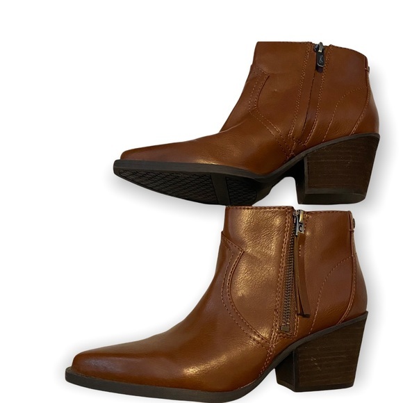 Sam Edelman | Shoes | Sam Edelman Brown Pointed Toe Zip Ankle Block ...